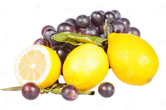 Lemon and grapes stock image. Image of eating, organic - 29628869