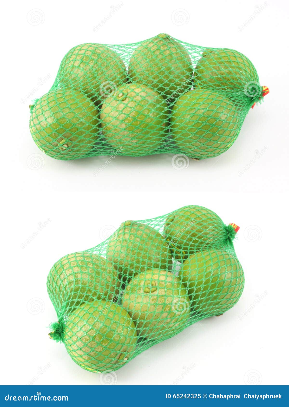 Lemon in Green Plastic Mesh Sack on White Background Stock Image ...