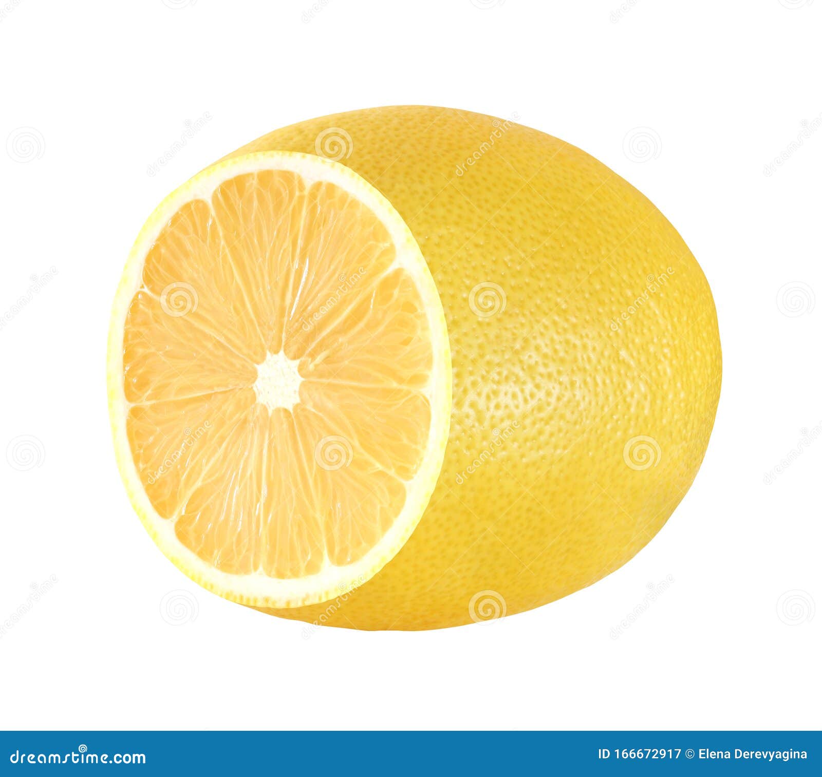 Lemon Half Cut Yellow One Isolated on White Background with Clipping ...