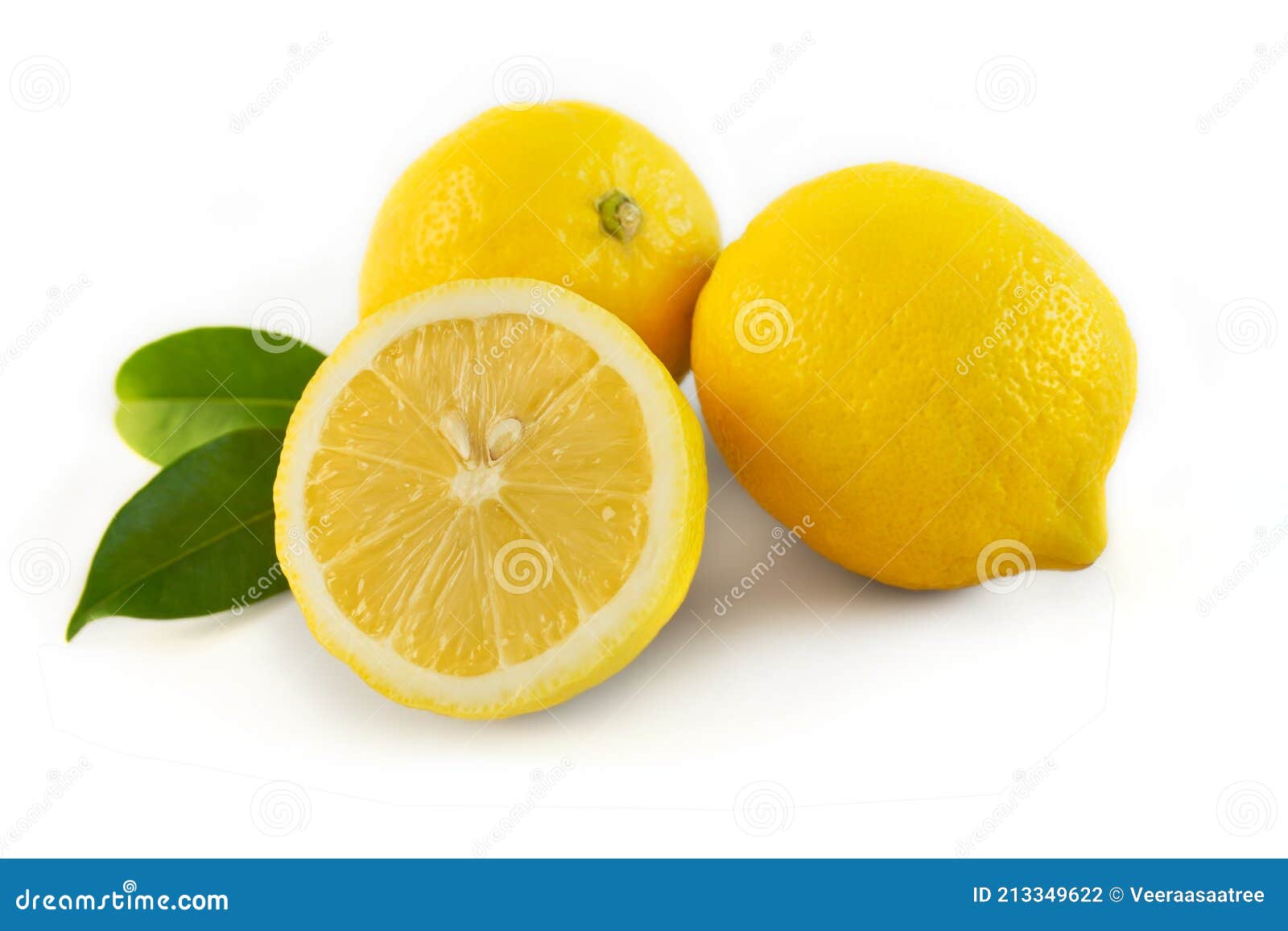 Lemon, Half Split in Half, and Two More, on a White Background, with ...