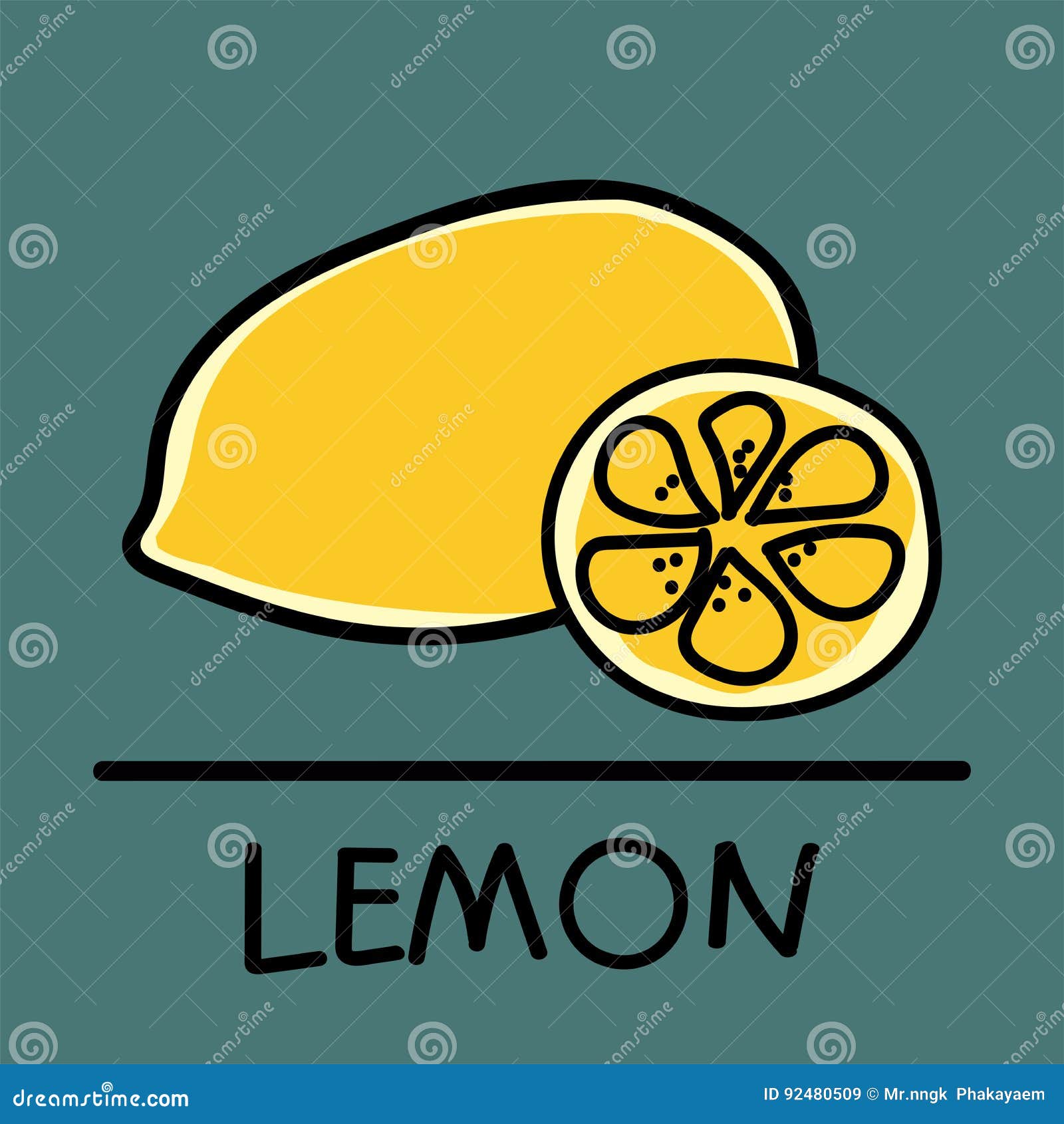 Lemon hand-drawn style. stock vector. Illustration of poster - 92480509