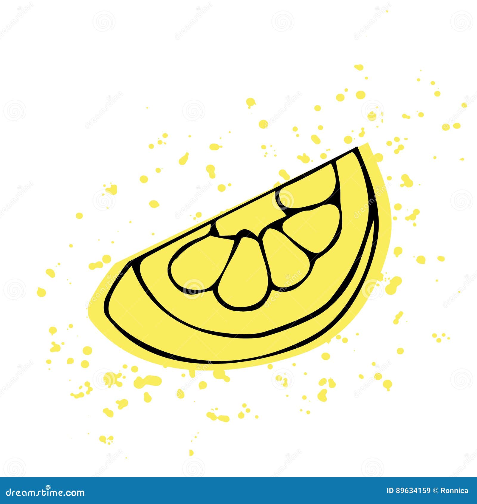 Hand Drawn Lemon with Splash Stock Vector - Illustration of picnic ...