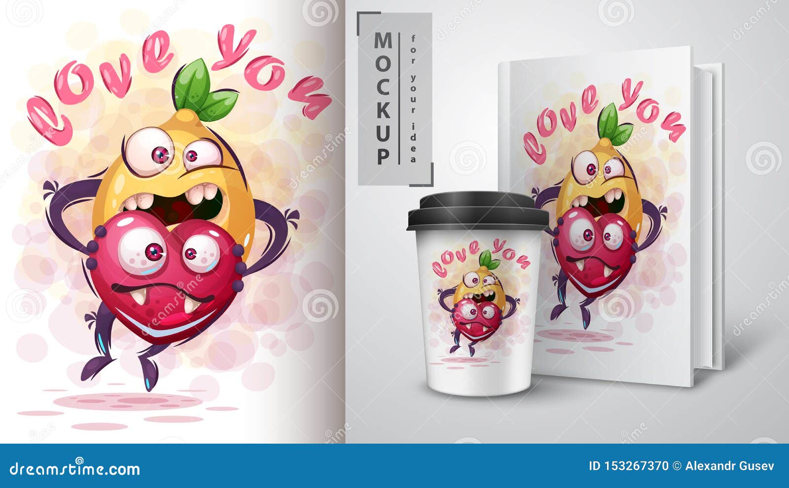 Lemon with Heart - Mockup for Your Idea Stock Vector - Illustration of ...