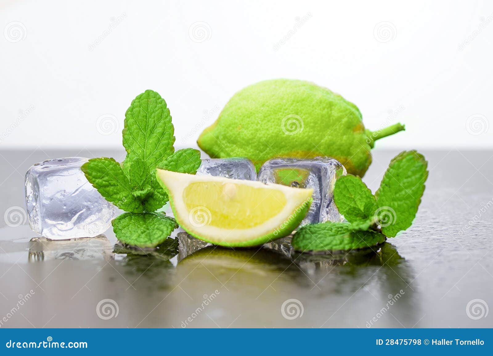 Lemon with ice stock photo. Image of lemonade, herbs - 28475798