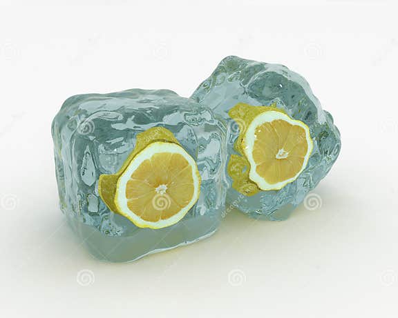 Lemon in Ice Cube stock illustration. Illustration of lemon - 22137148
