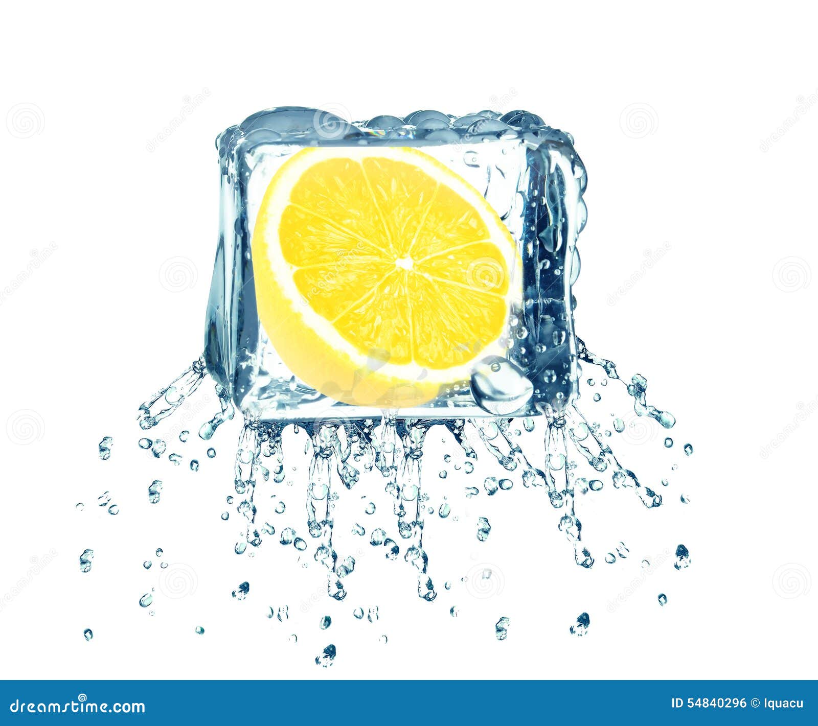 Lemon in ice cube stock photo. Image of liquid, glass - 54840296
