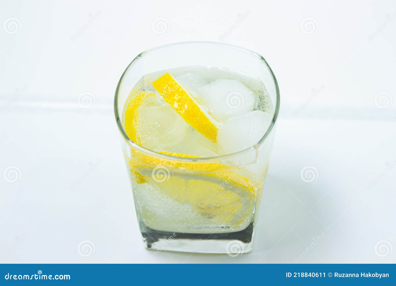 Lemon with Ice in a Glass. Refreshing Drink with Lemon Stock Image ...