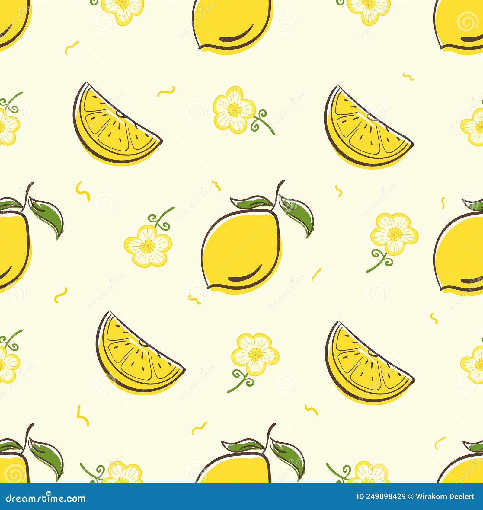 Fruit Lemon Illustration Cartoon Vector Seamless Pattern Stock Vector ...