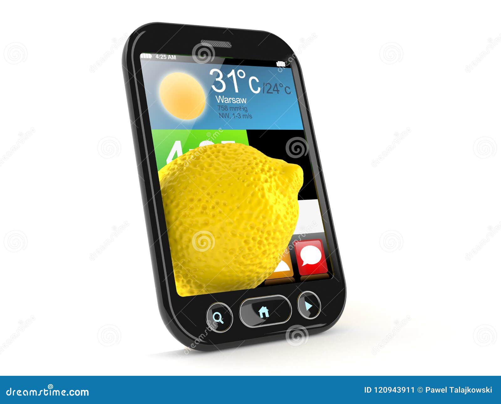 Lemon inside smart phone stock illustration. Illustration of technology ...