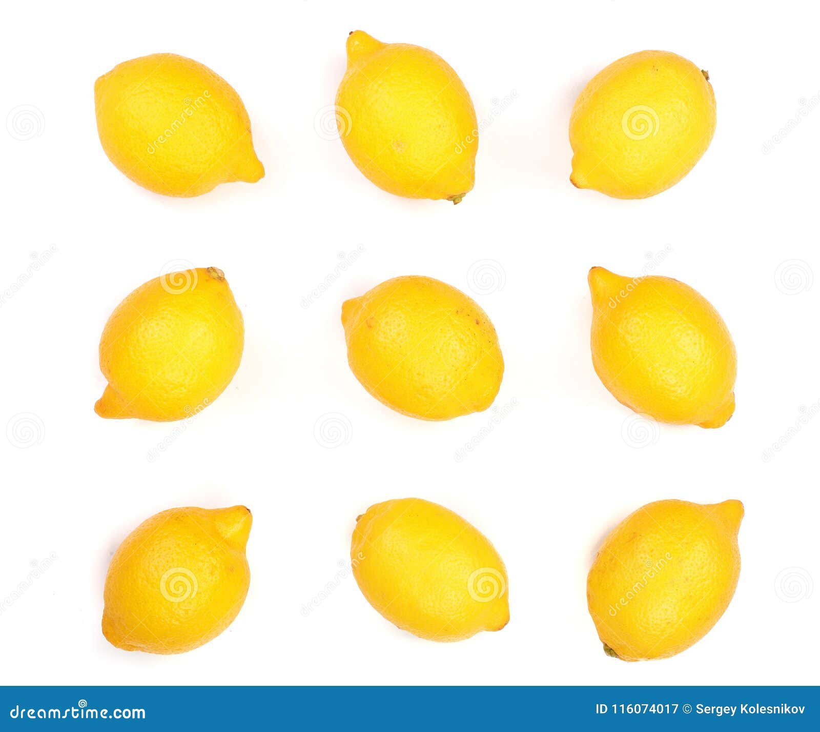 Lemon Isolated on White Background. Seamless Pattern with Fruits. Top ...