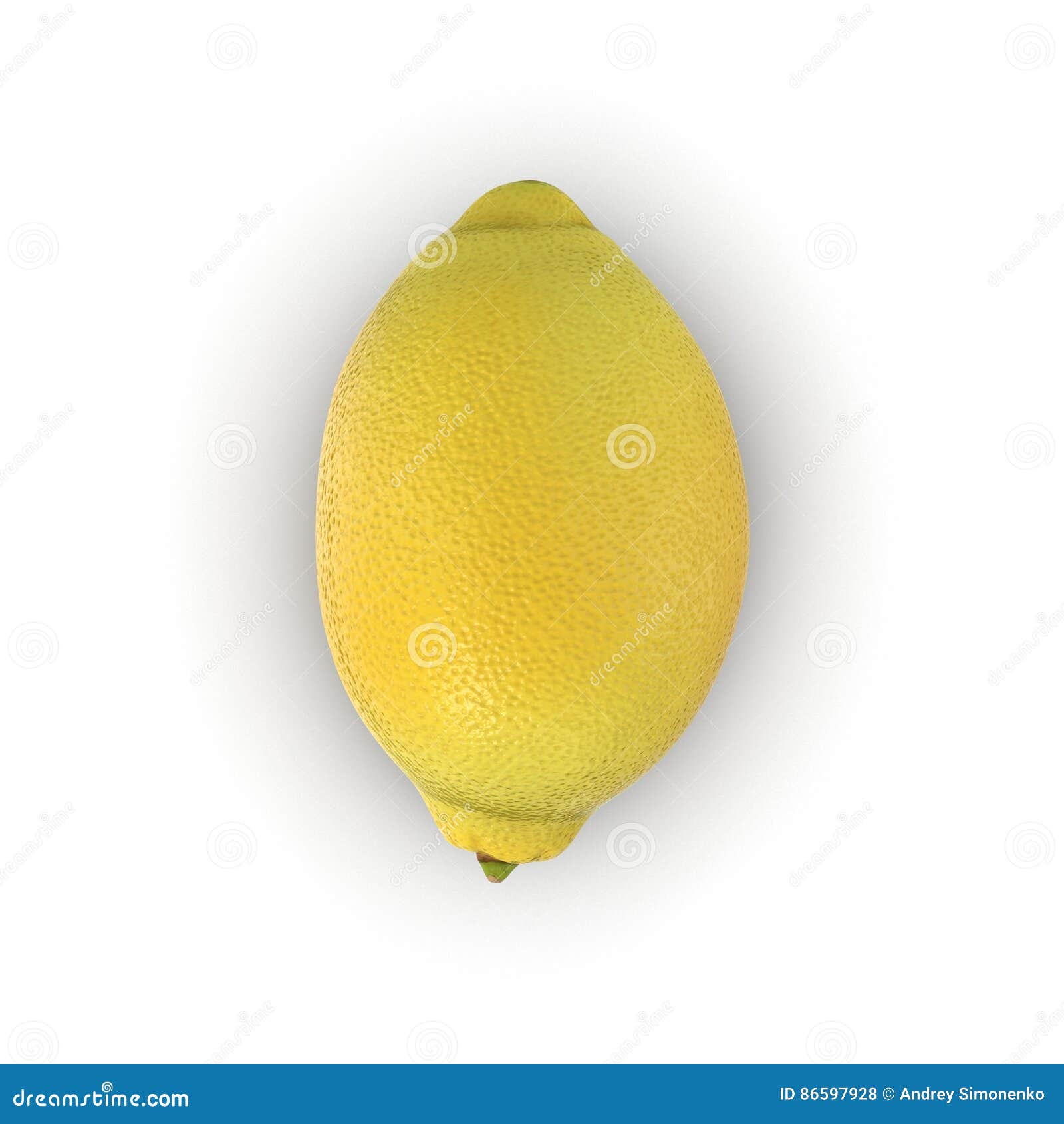 Lemon Isolated on White. Top View. 3D Illustration Stock Illustration ...