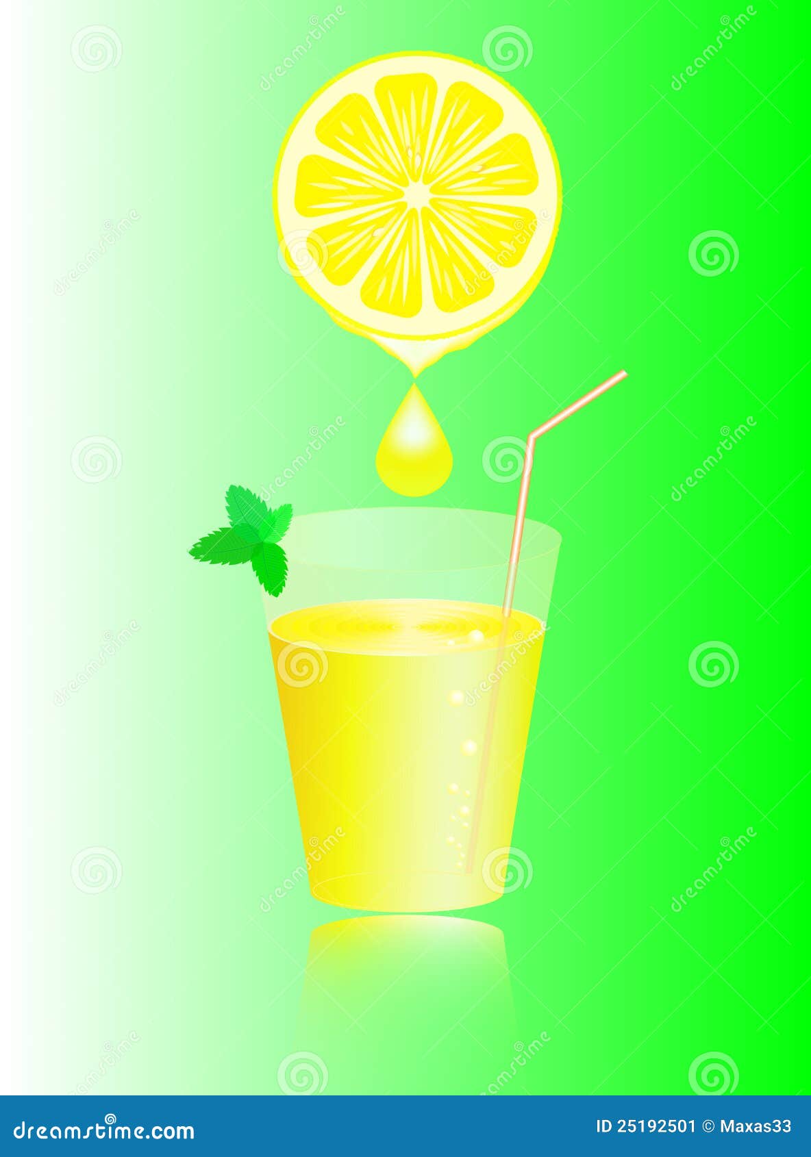Lemon juice and mint. stock vector. Illustration of lemonade - 25192501