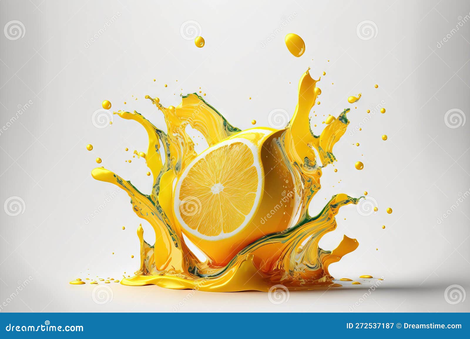 Lemon Juice Still Flowing on a White Background. Route Clipping Stock ...