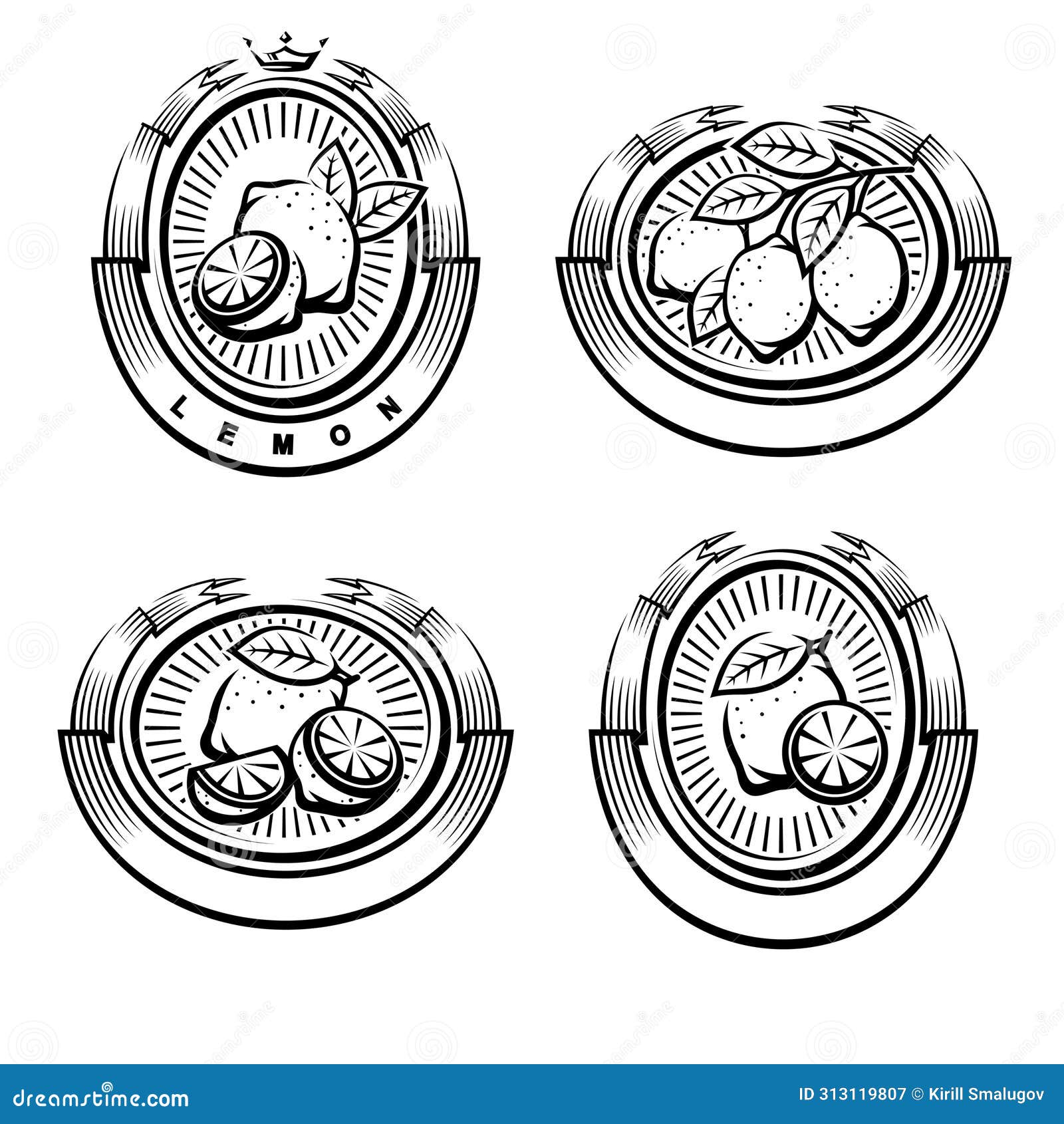 Lemon Label and Icon Set. Collection Icons Lemon Stock Vector ...
