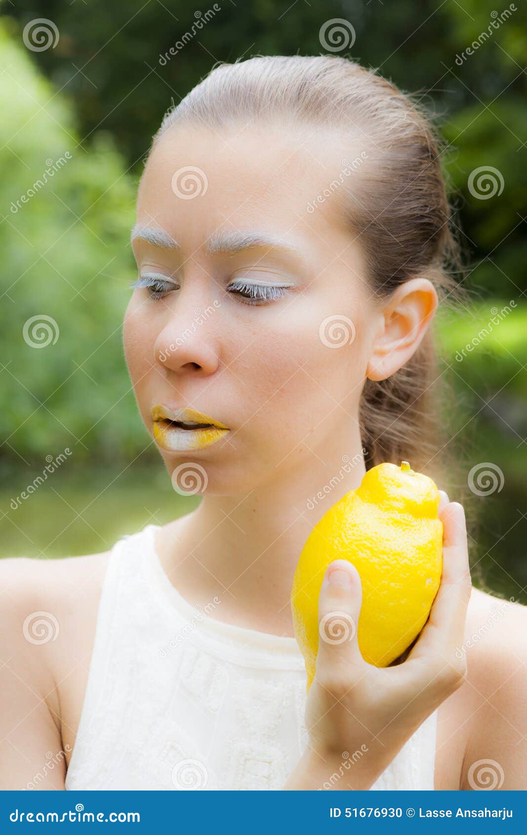 Lemon Lady stock photo. Image of white, model, fruit - 51676930