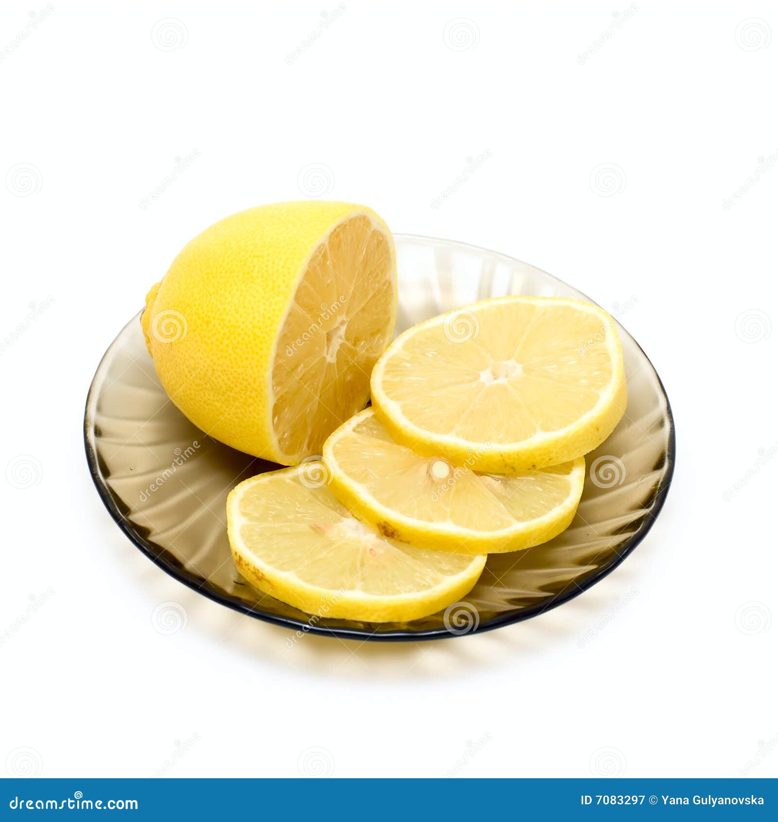 Lemon and Lemon Slices on Plate Stock Image - Image of sugar, peel: 7083297