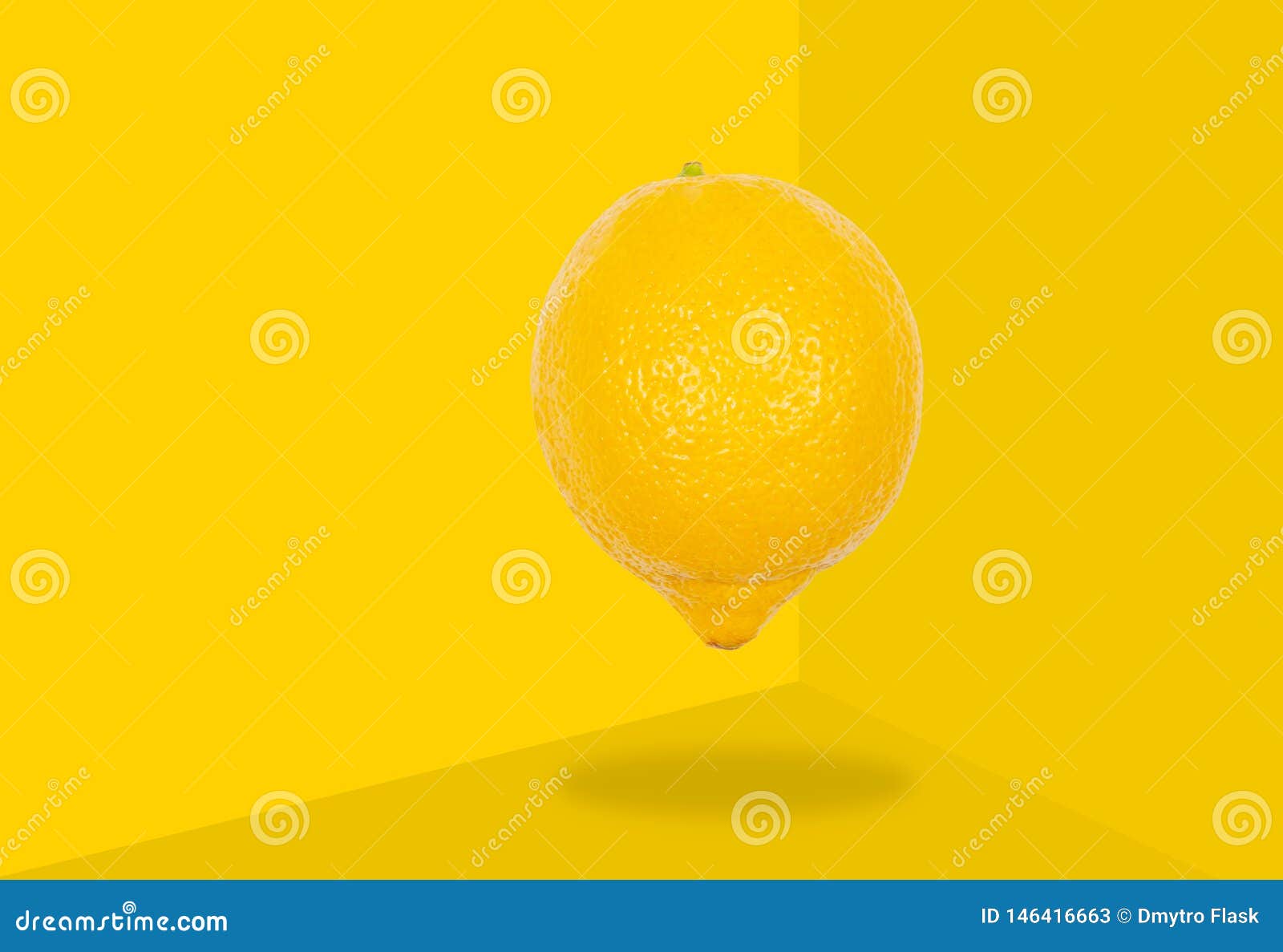 Lemon Levitate in Air on Yellow Background. Concept of Fruit Levitation ...