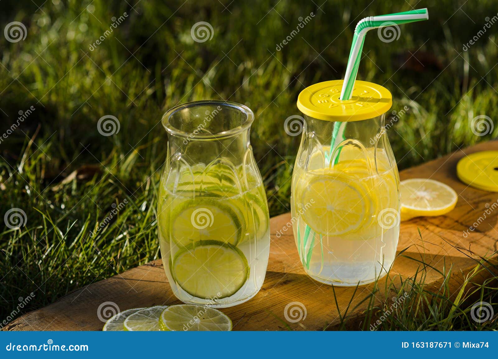 Lemon and Lime Lemonade in the Sun in the Garden4 Stock Image - Image ...