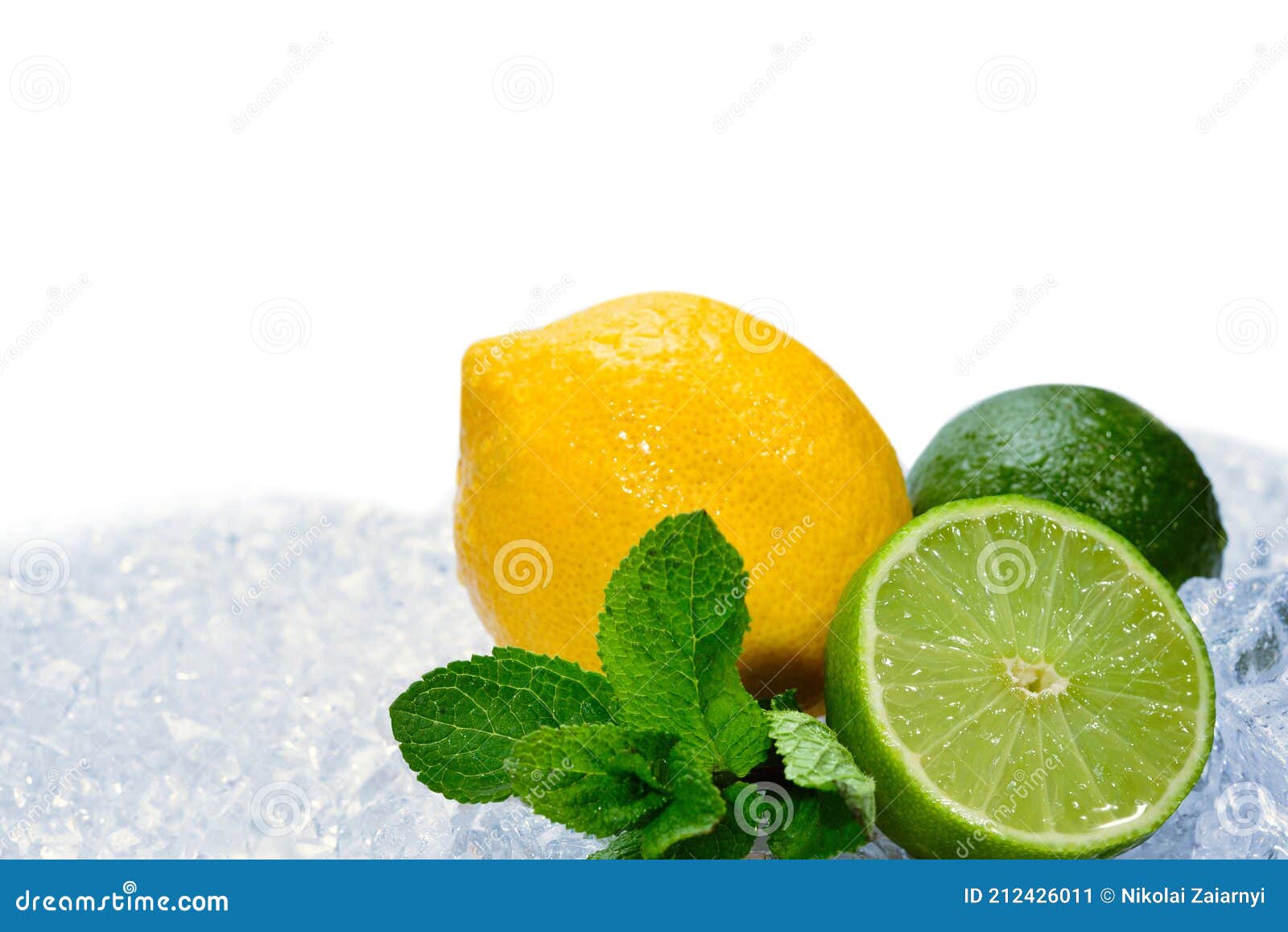 Lemon, Lime and Mint on Ice Stock Image - Image of drink, green: 212426011