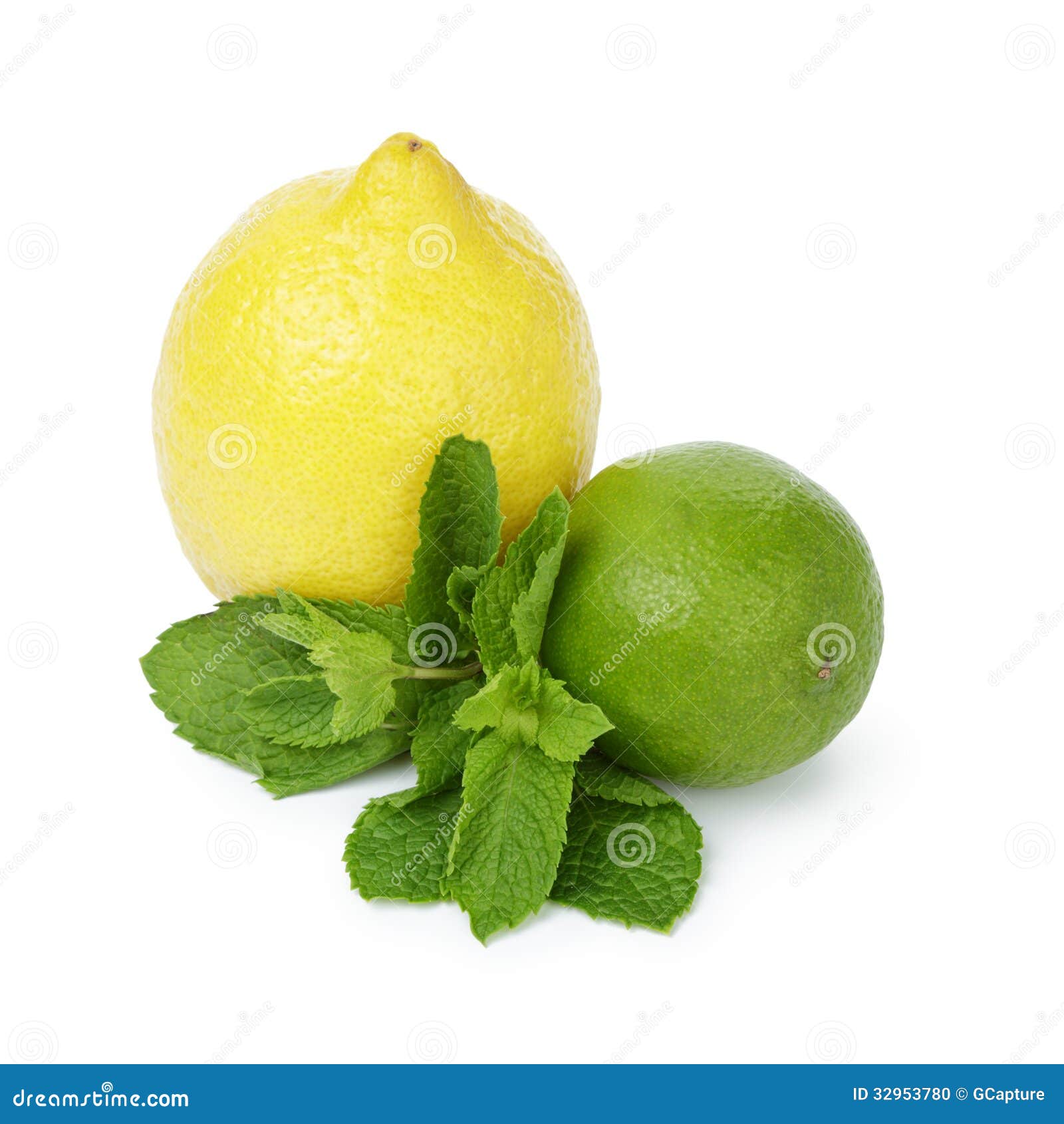 Lemon and Lime with Mint Leaves Stock Photo - Image of natural, organic ...