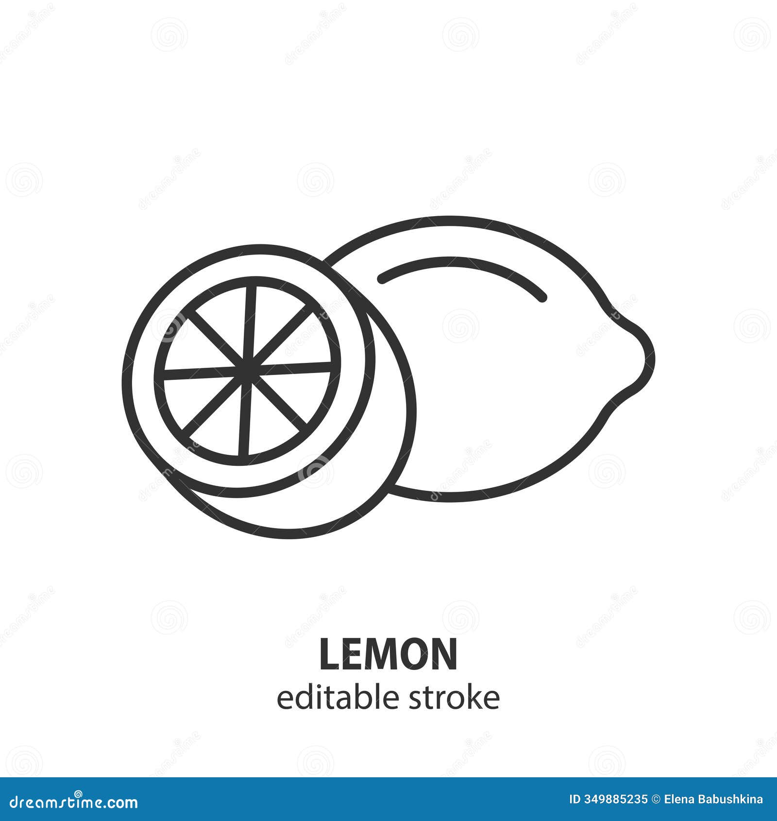 Lemon Line Art Icon Set. Flat Vector Illustration For Patterns ...