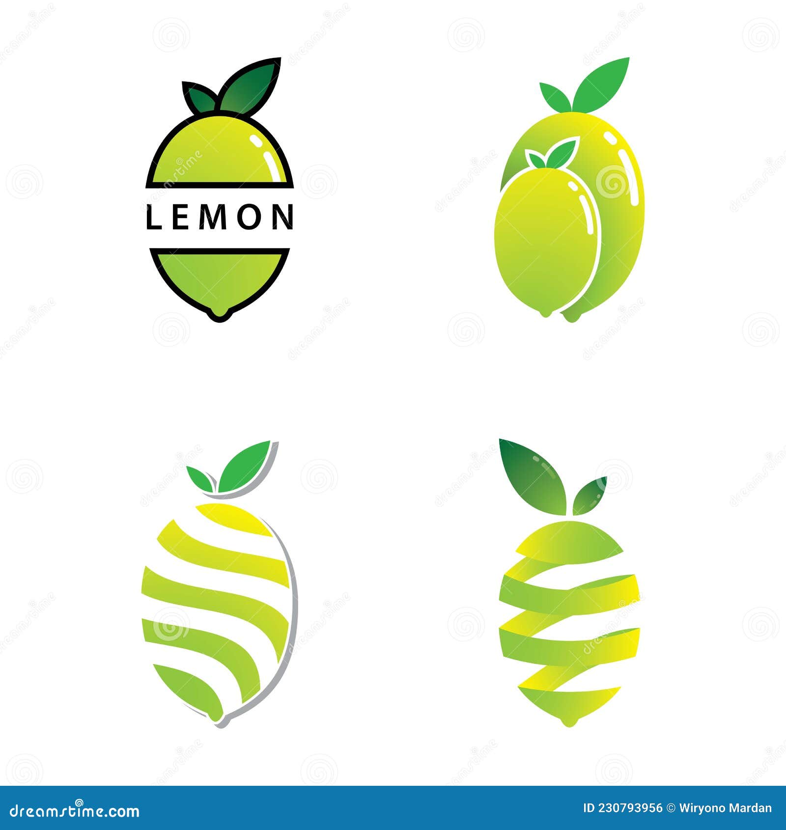 Lemon logo icon set stock vector. Illustration of leaf - 230793956