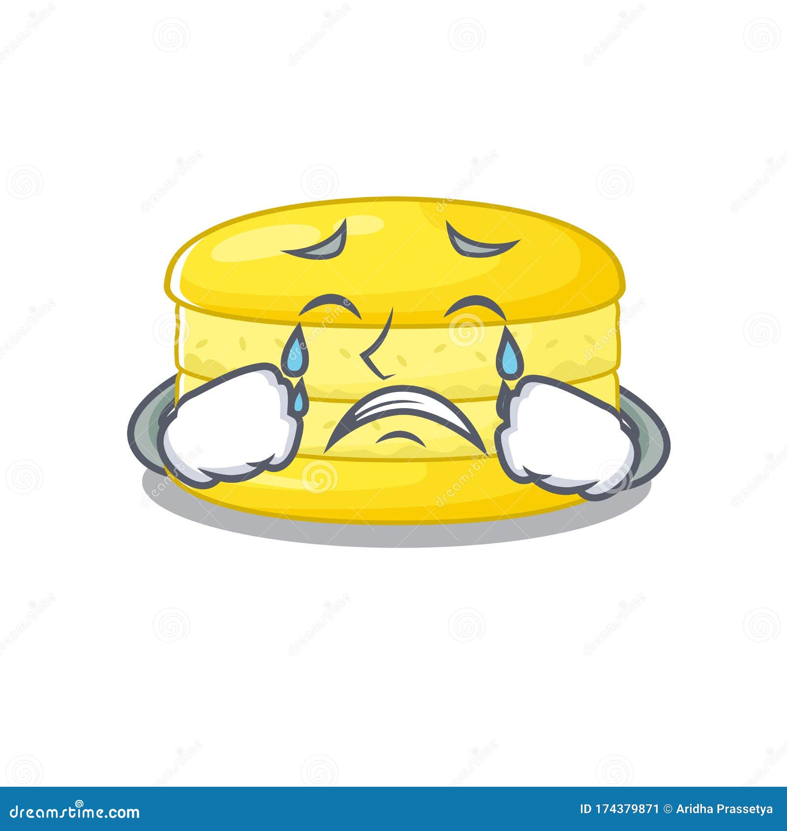 Lemon Macaron Cartoon Character Concept with a Sad Face Stock Vector ...