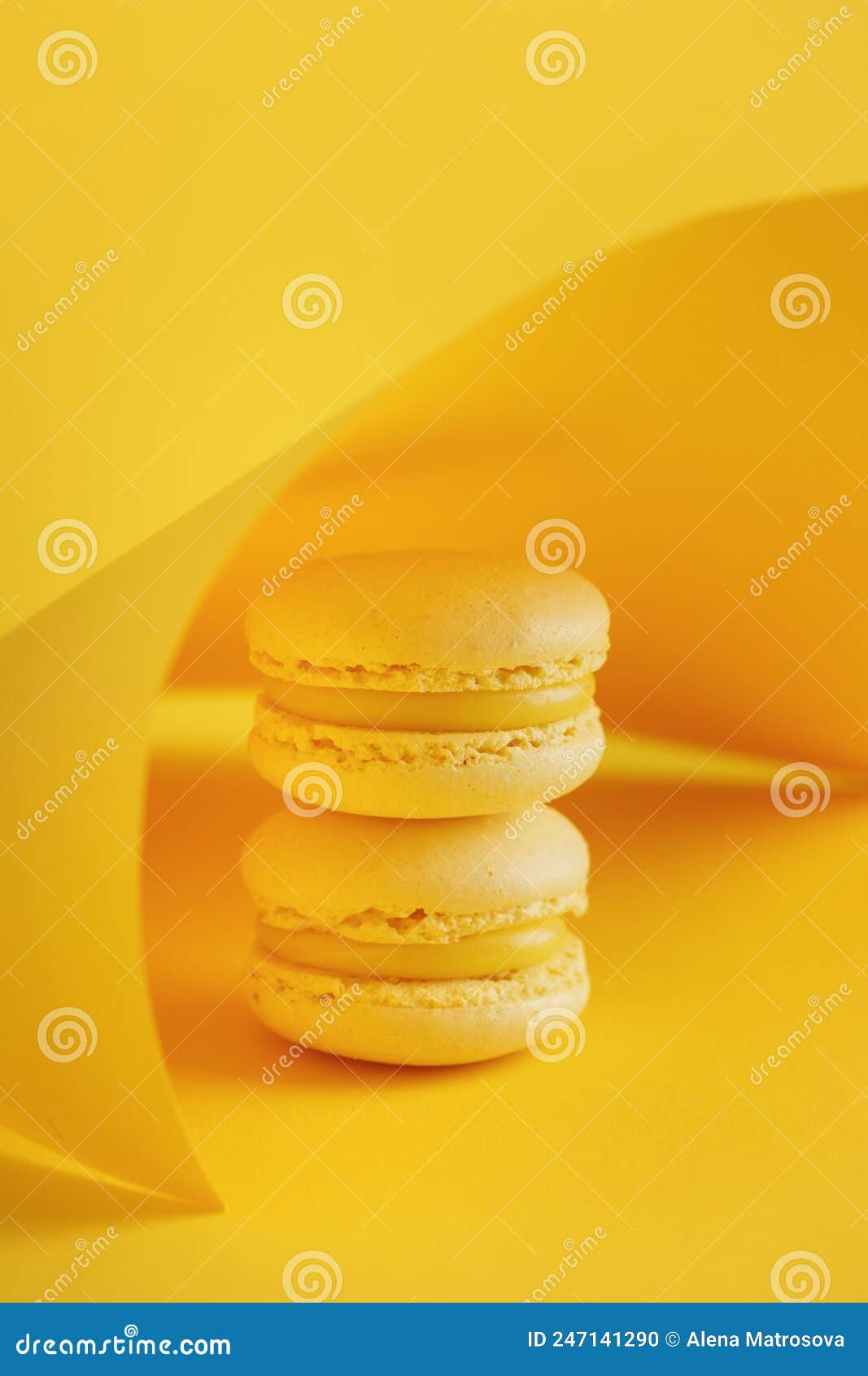 Lemon Macaroons on a Yellow Background Stock Photo - Image of sweet ...