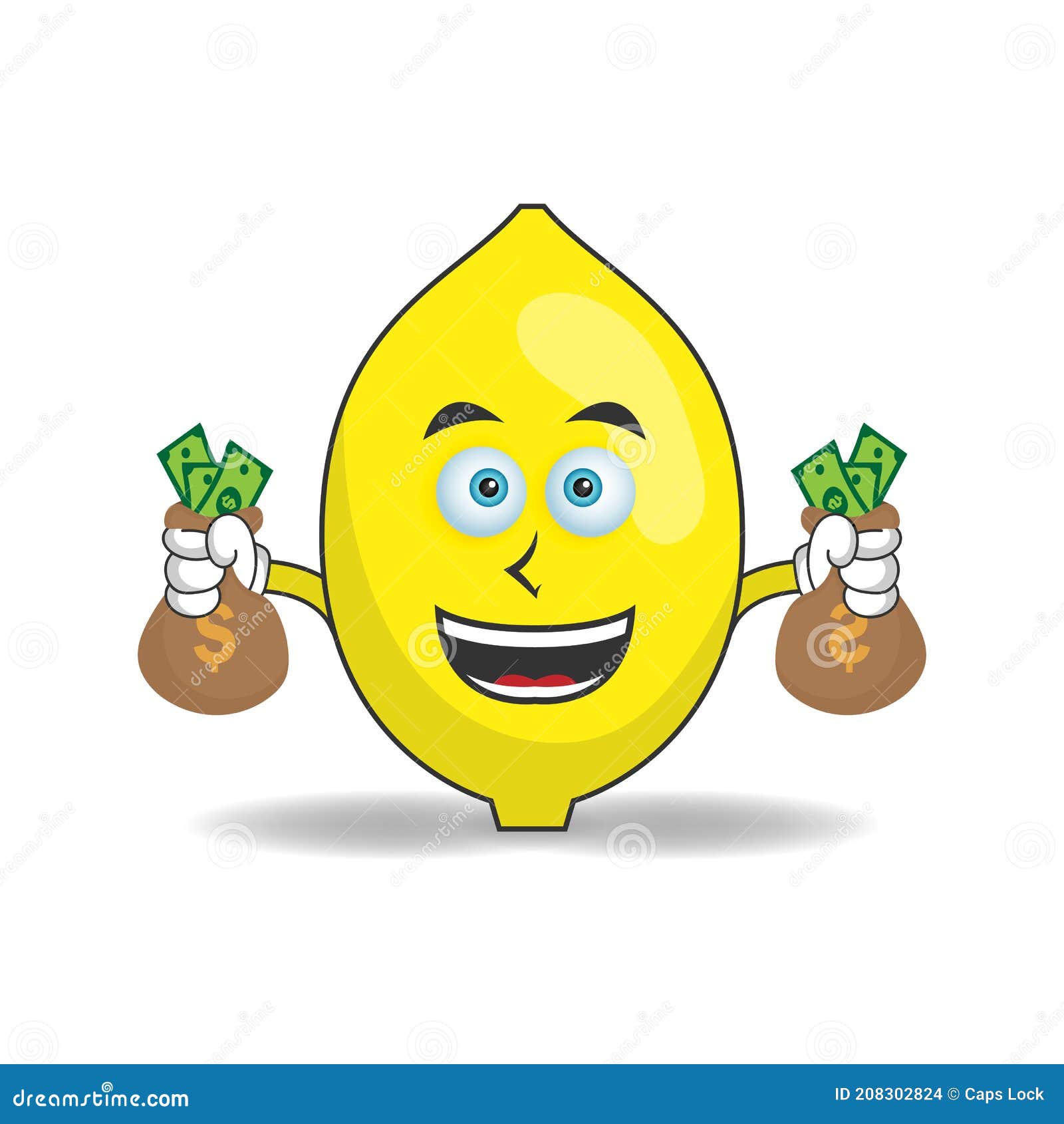 Lemon Mascot Character Holding Money. Vector Illustration Stock Vector ...