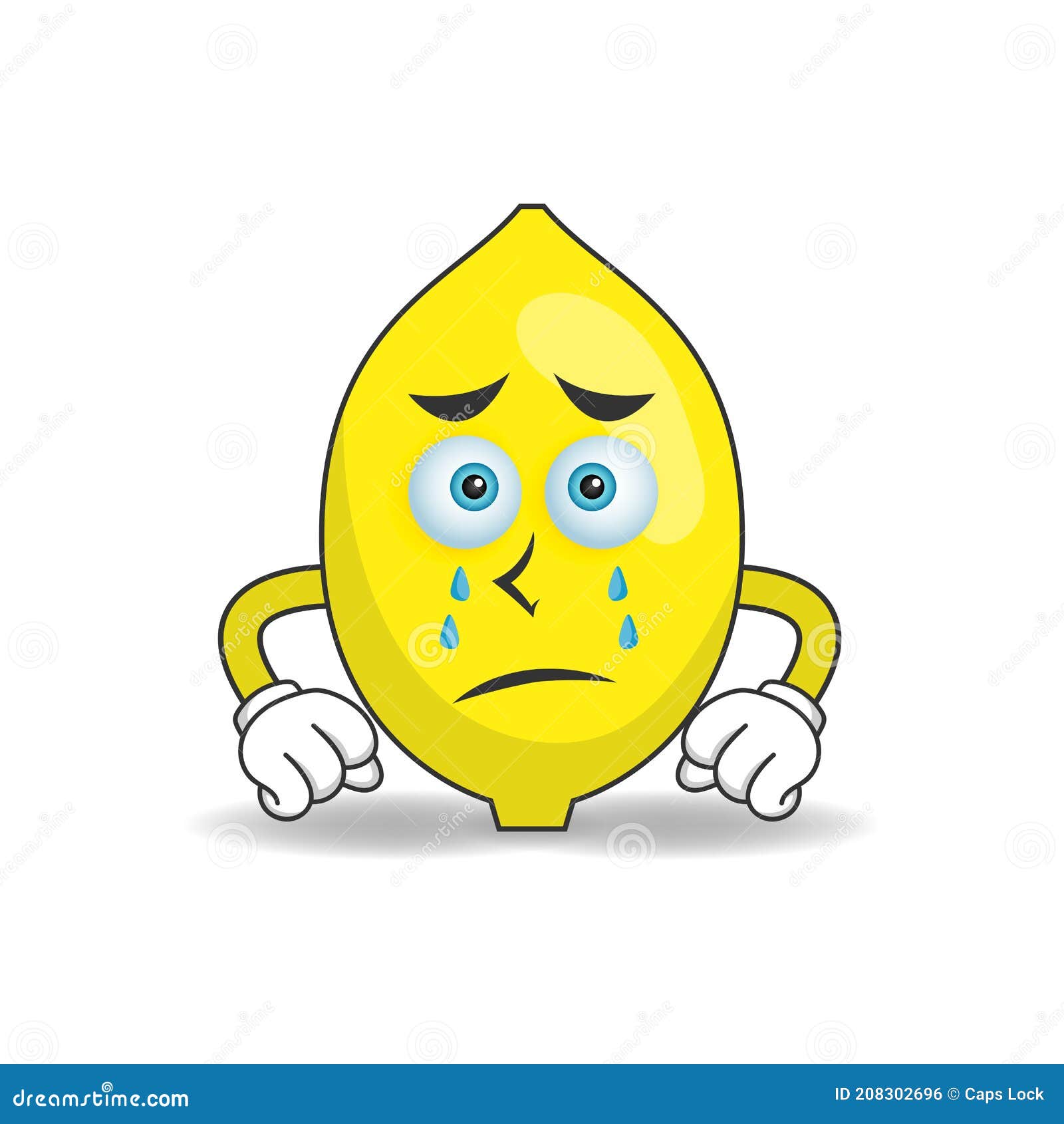 Lemon Mascot Character with Sad Expression. Vector Illustration Stock ...