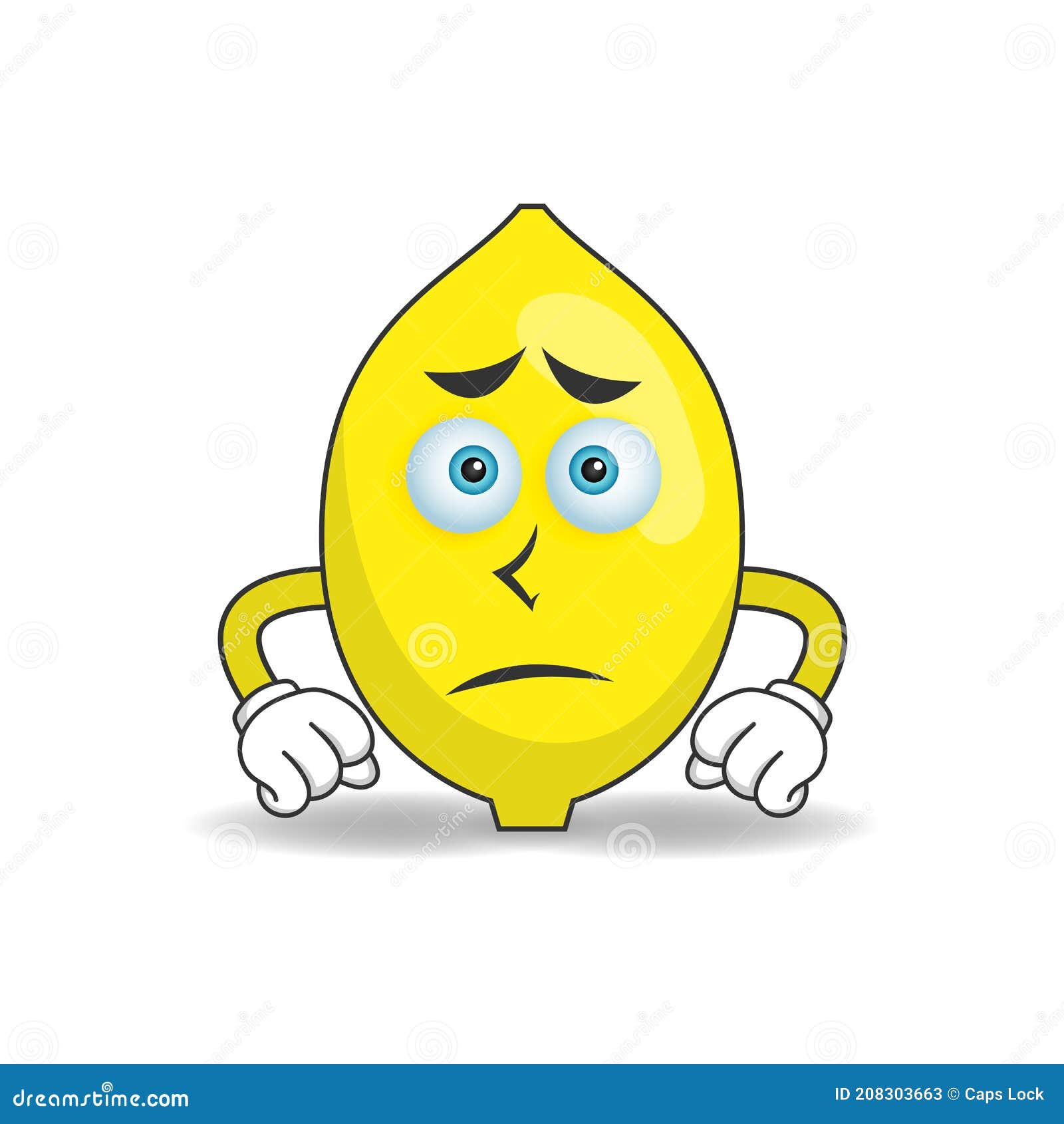 Lemon Mascot Character with Sad Expression. Vector Illustration Stock ...