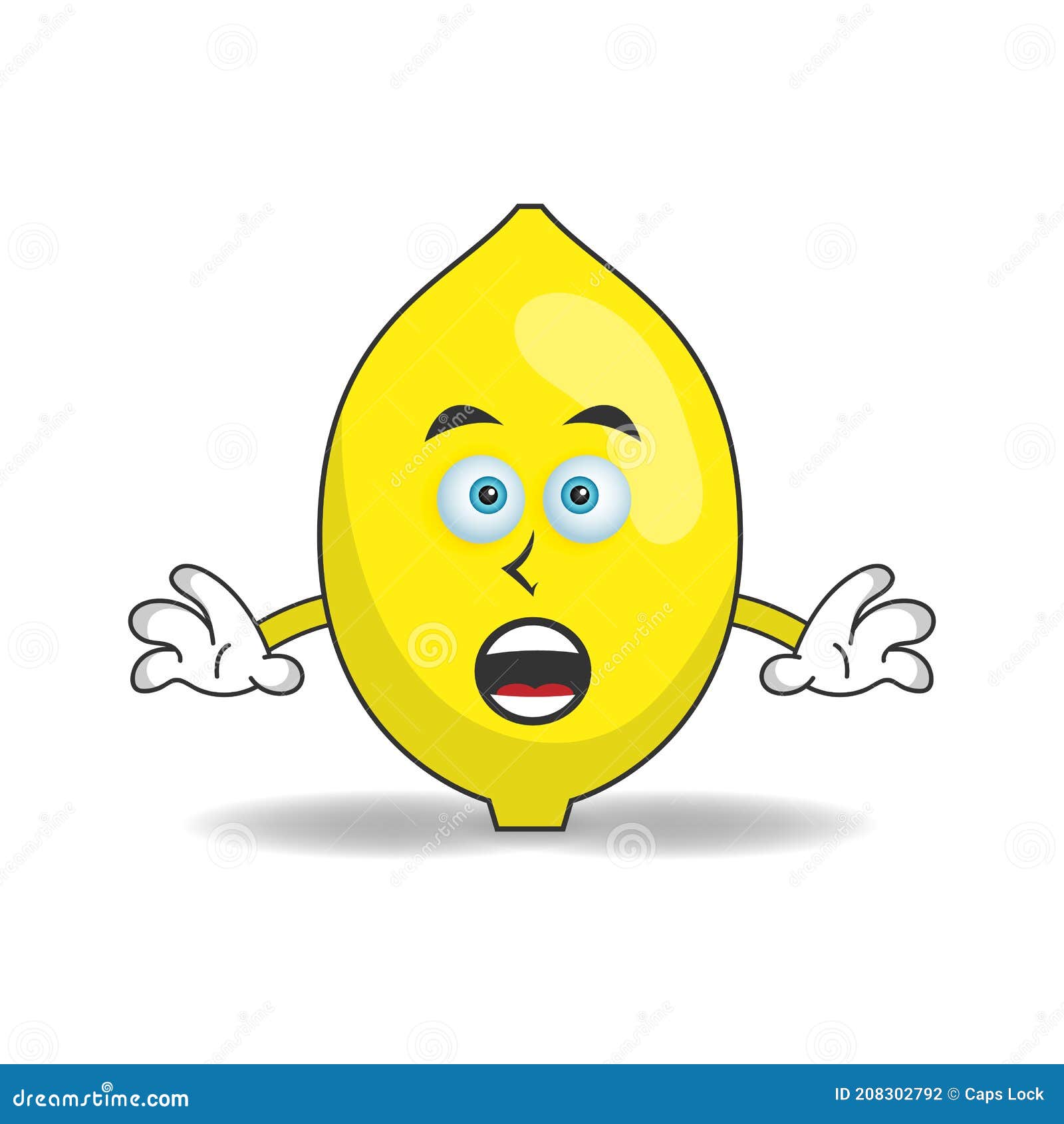 Lemon Mascot Character with Shocked Expression. Vector Illustration ...