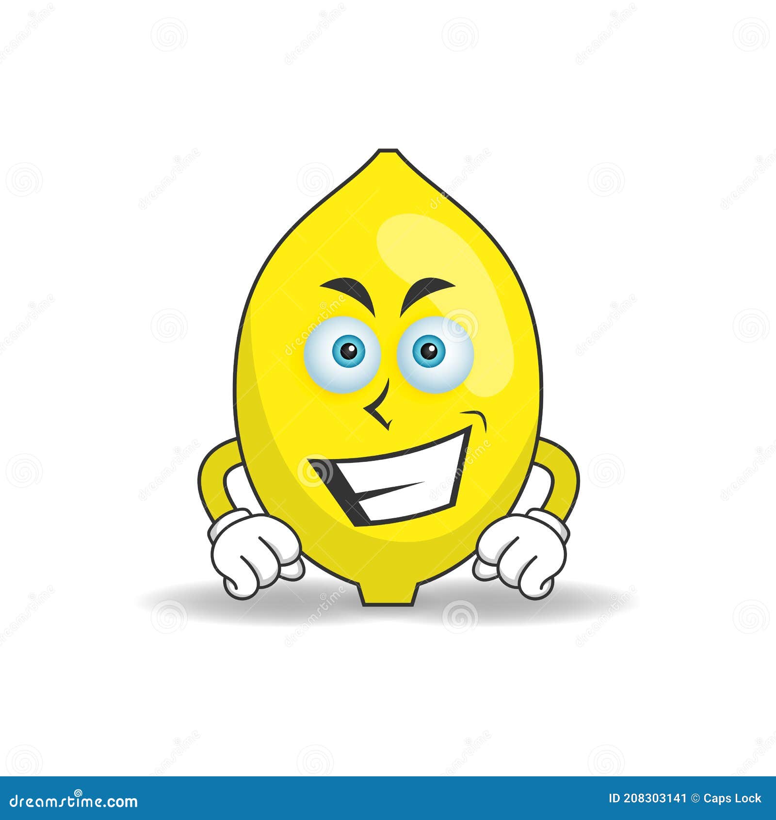 Lemon Mascot Character with Smile Expression. Vector Illustration Stock ...