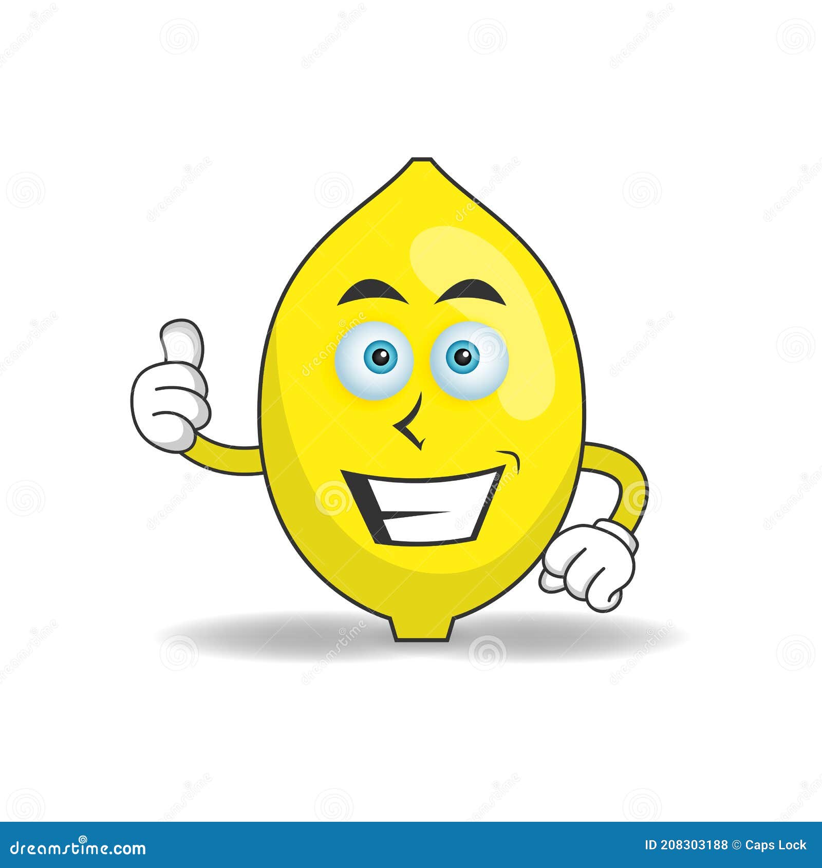 Lemon Mascot Character with Smile Expression. Vector Illustration Stock ...