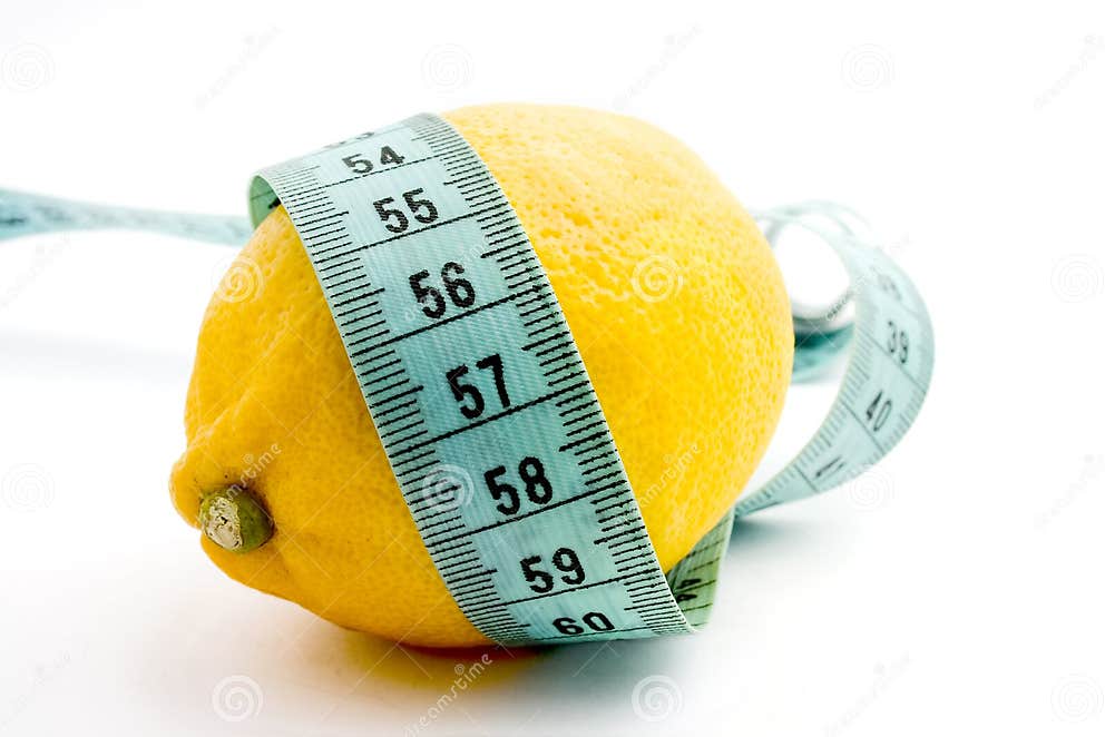 Lemon and measuring tape stock image. Image of dietitian - 1779121