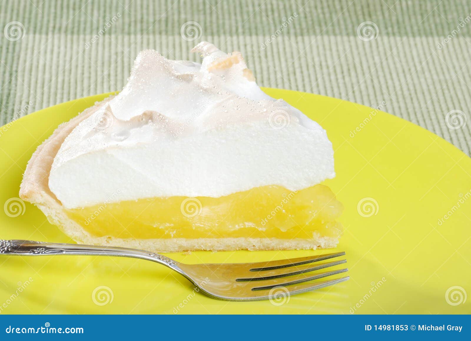 Lemon Meringue Pie Slice on Plate Stock Image - Image of fruit ...