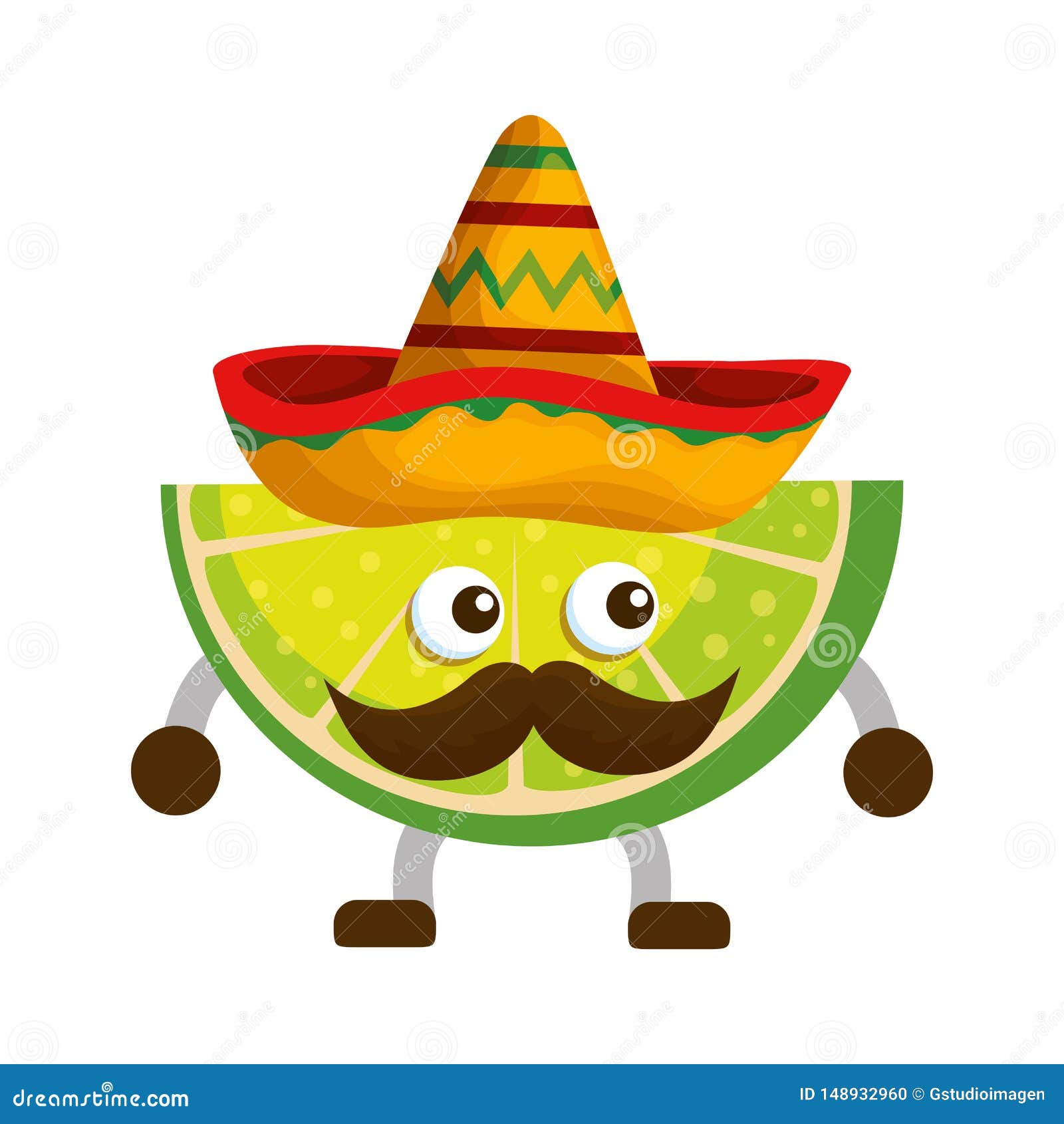 Lemon with Mexican Hat and Mustache Stock Illustration - Illustration ...