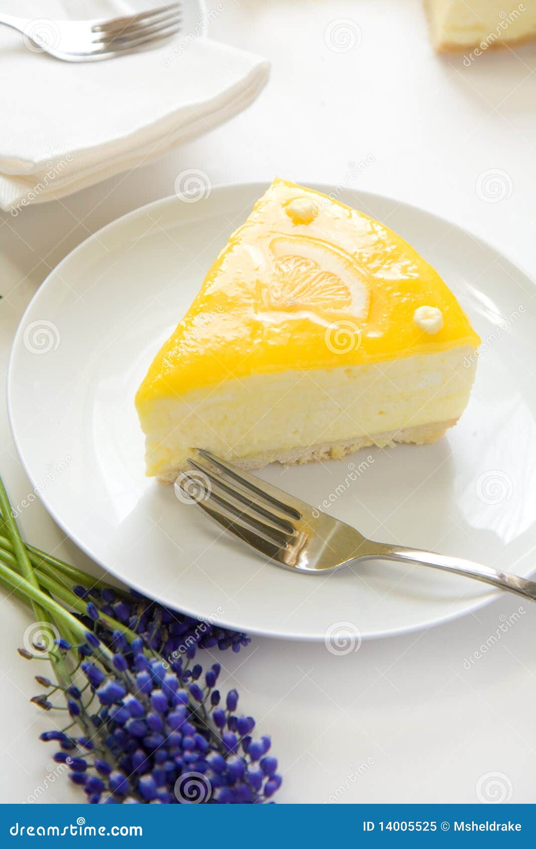 Lemon Mousse Cake stock image. Image of grape, fork, plate - 14005525