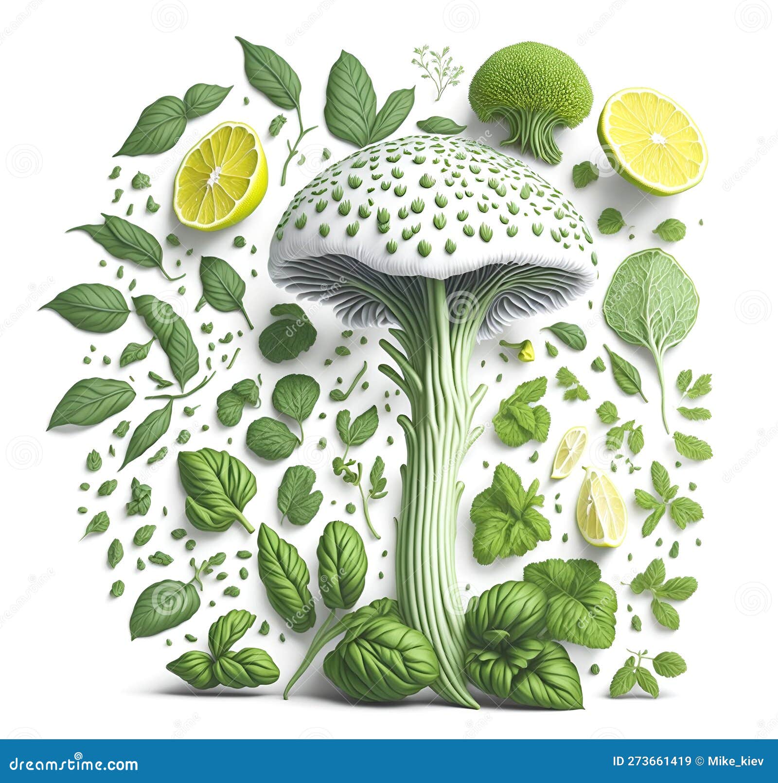 Lemon Mushroom on White Background Stock Illustration - Illustration of ...