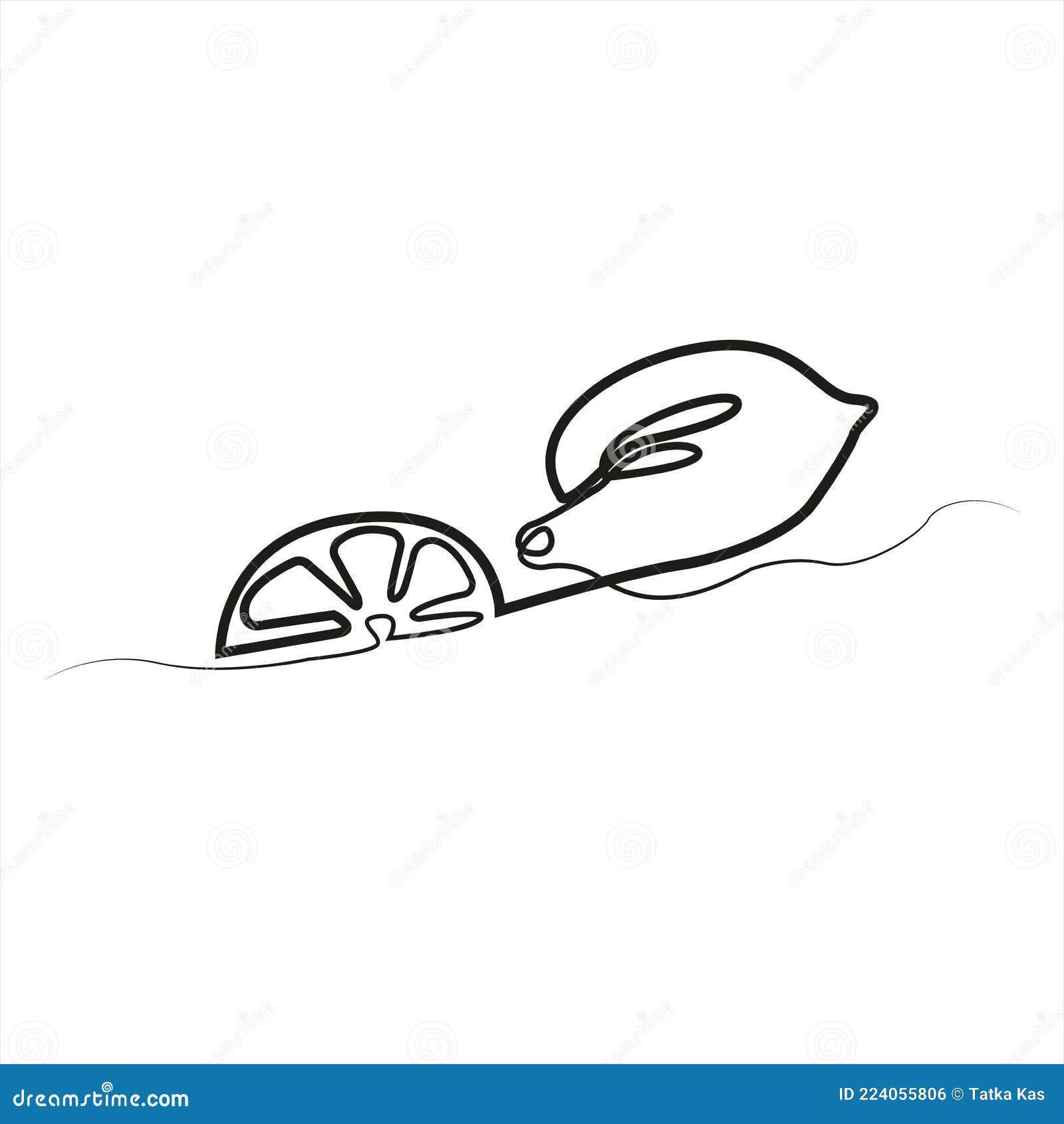 Lemon - One Line Drawing. Lime. Lemon And Lemon Wedge In Continuous ...