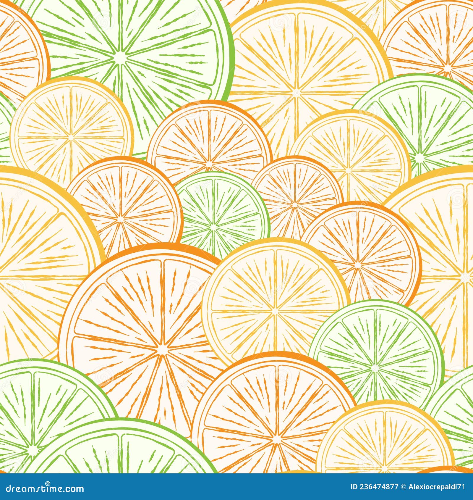 Abstract Composition of Citrus Fruits. Seamless Repeating Vector ...