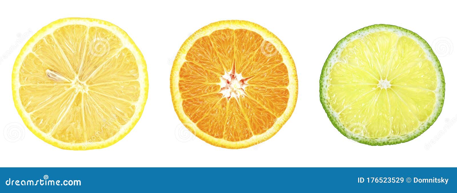 Lemon, Orange and Lime - Slices Isolated on White Background, Top View ...