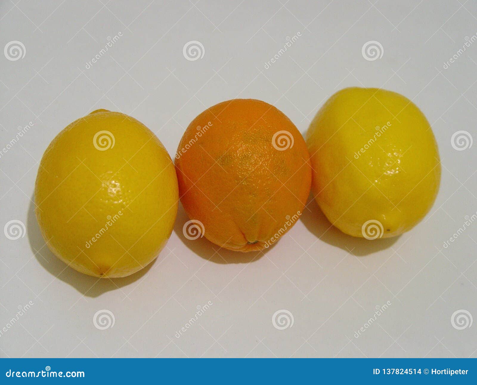 Lemon and Orange of the Same Size Stock Photo - Image of color, wood ...