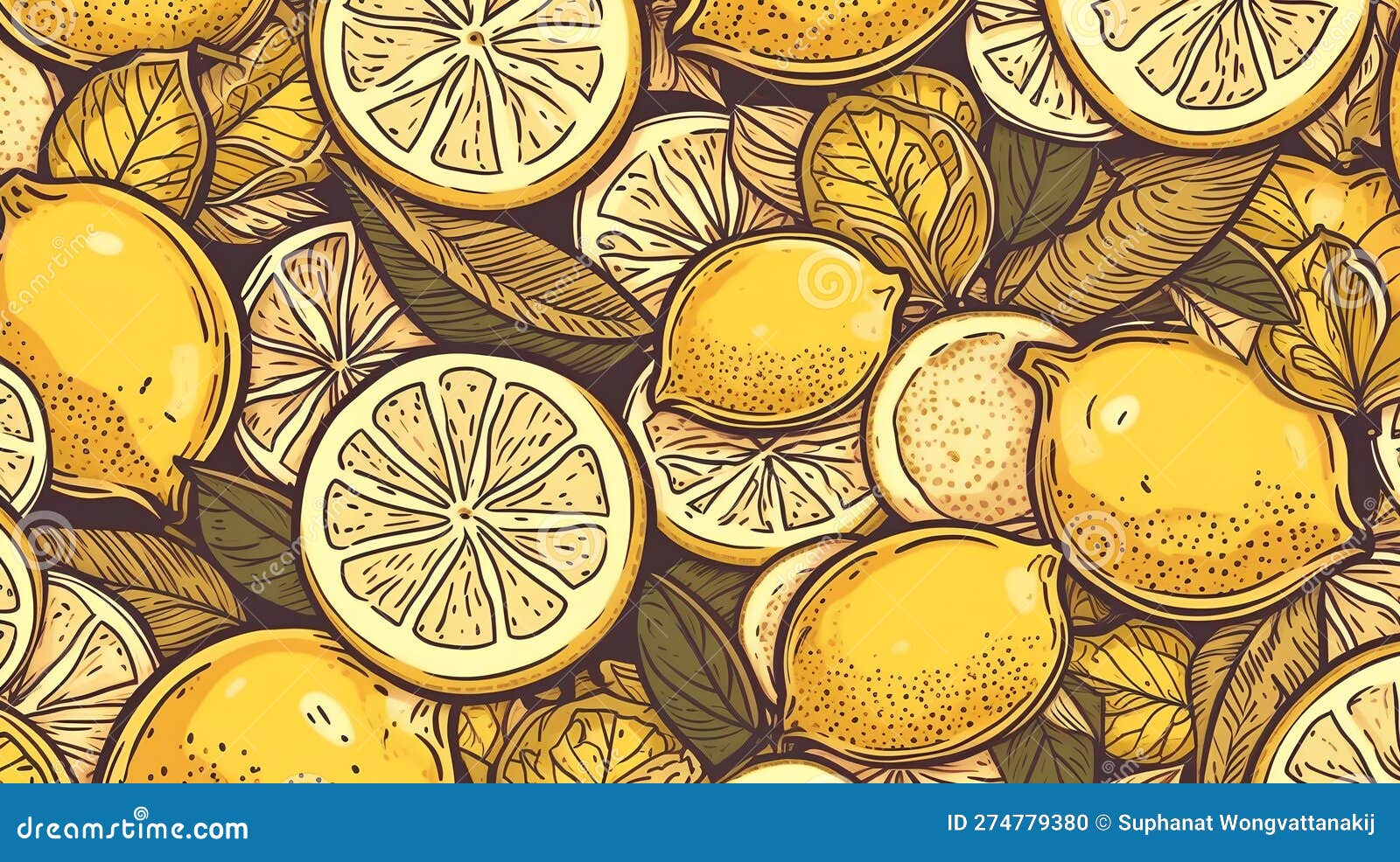 Lemon Pattern Background, Image Ai Generated Stock Illustration ...