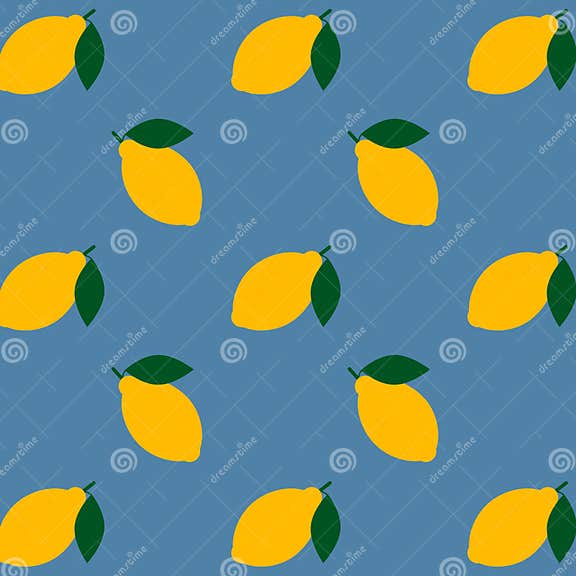 Lemon Pattern on Blue Background. Lemon Illustration Stock Illustration ...