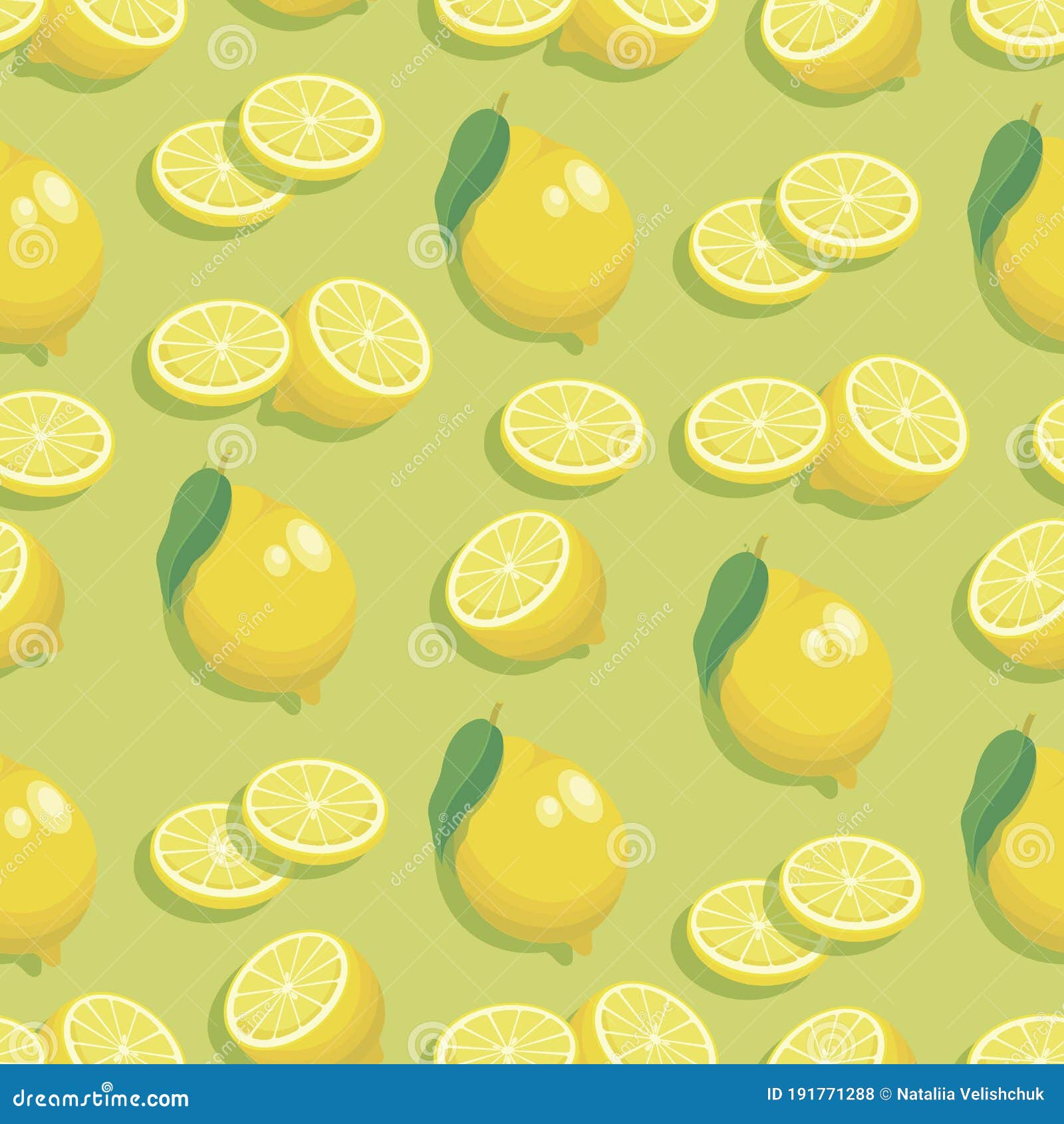 Lemon Pattern. Vector Citrus Background. Flat Style. Design for ...