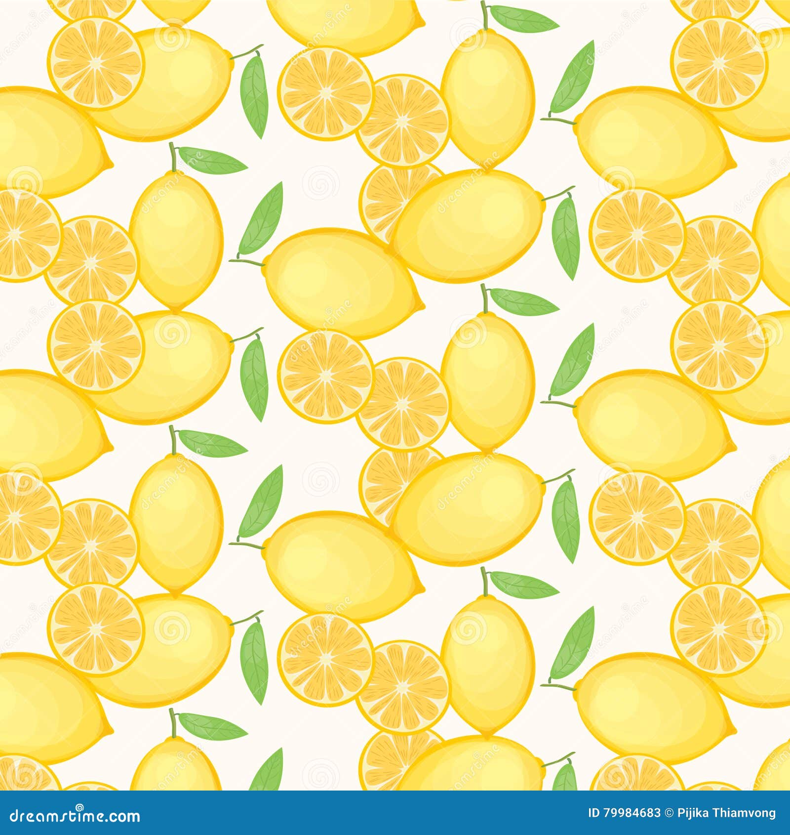 Lemon Pattern on White Background. Stock Vector - Illustration of daisy ...