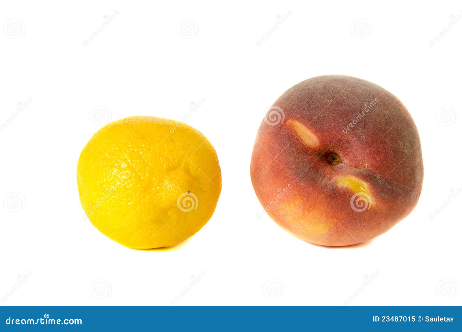 Lemon and Peach Isolated on White Background Stock Image - Image of ...