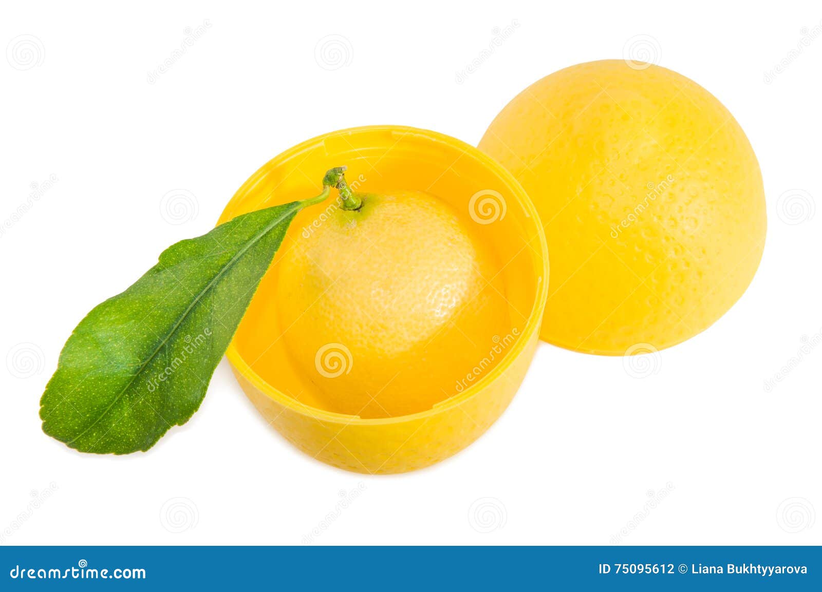 Lemon Placed into Yellow Plastic Storage Containerr. Isolated Over ...