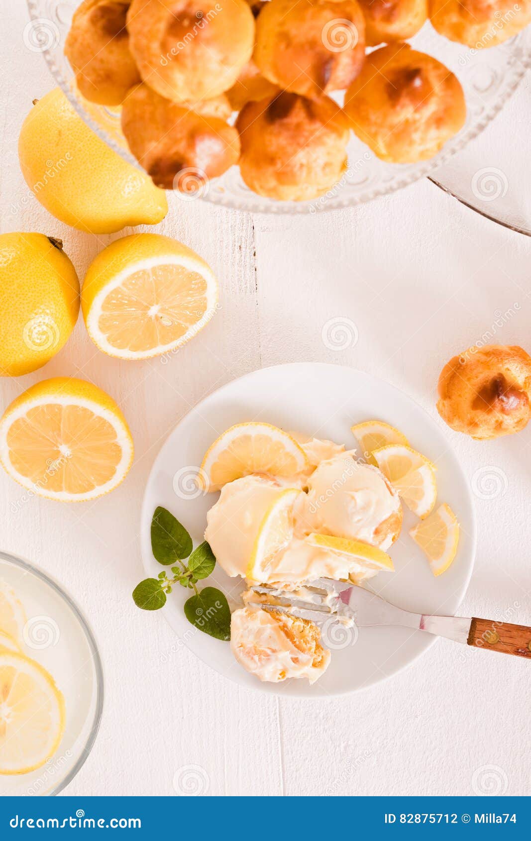 Lemon Profiteroles. stock photo. Image of custard, crust - 82875712